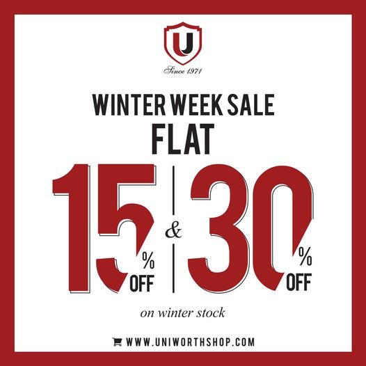 Uniworth Shop Winter Sale! Flat 15% & 30%, from 12th Jan 2023 | What's On Sale